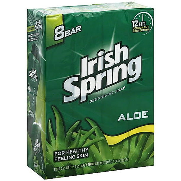 Irish Spring Aloe Deodorant Bar Soap, 3.75 oz bars, 8 ea (Pack of 2 ...