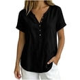 Cilsoka Linen Tops for Women Summer Plus Size Gauze Shirts Short Sleeve ...