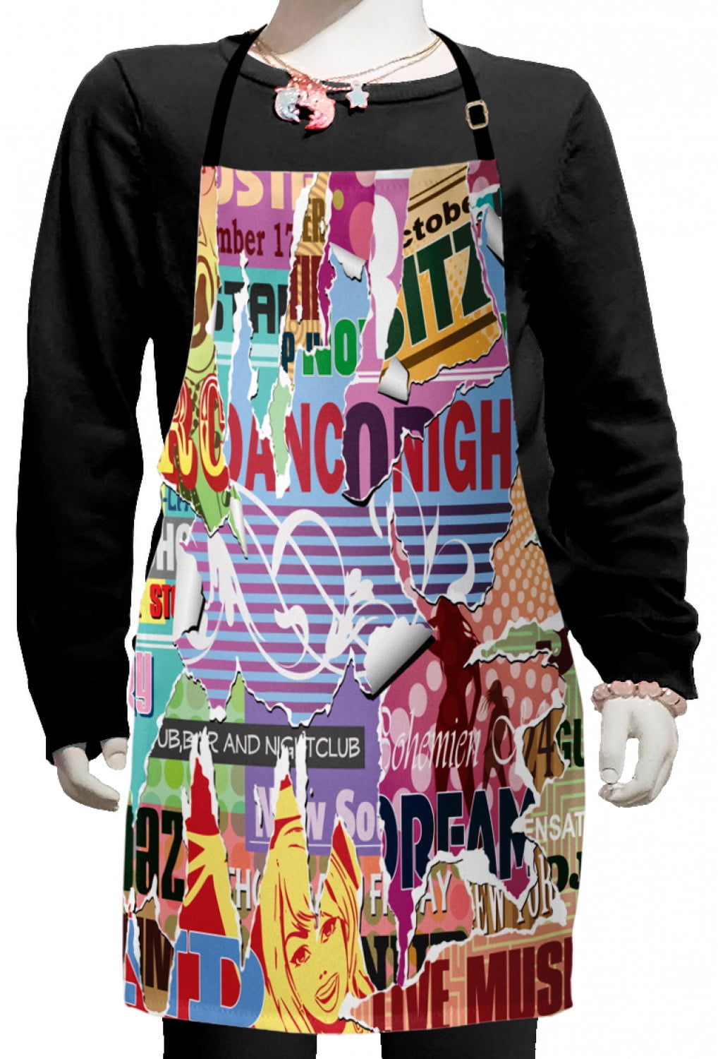 Grunge Kids Apron, Grunge Artwork with Details Old Torn Posters ...