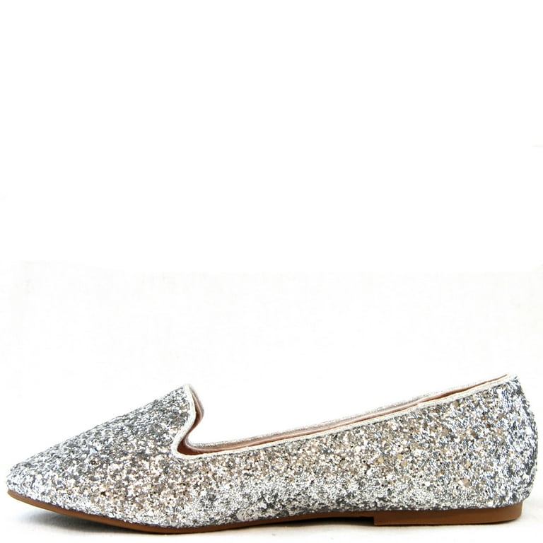 Silver Sequin Flats