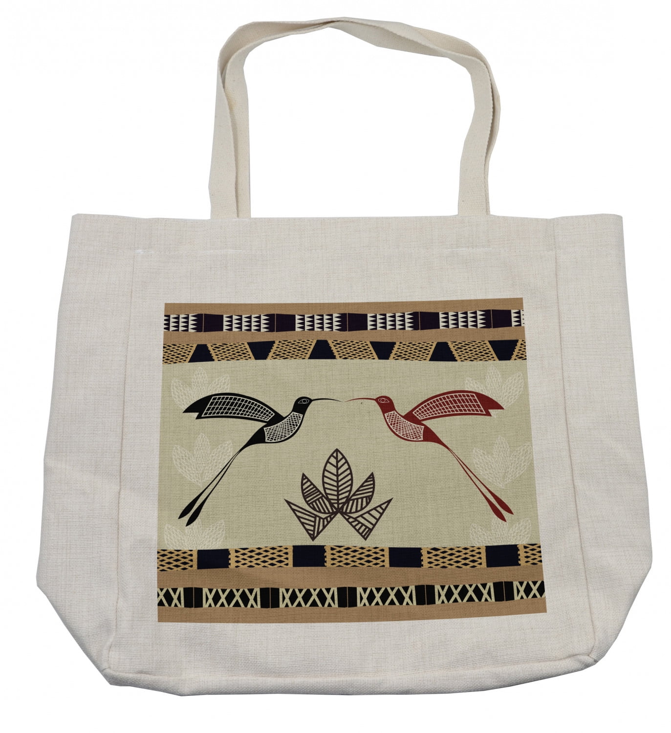 Hummingbird Shopping Bag, Image of Bamboo and Hummingbirds Geometric ...