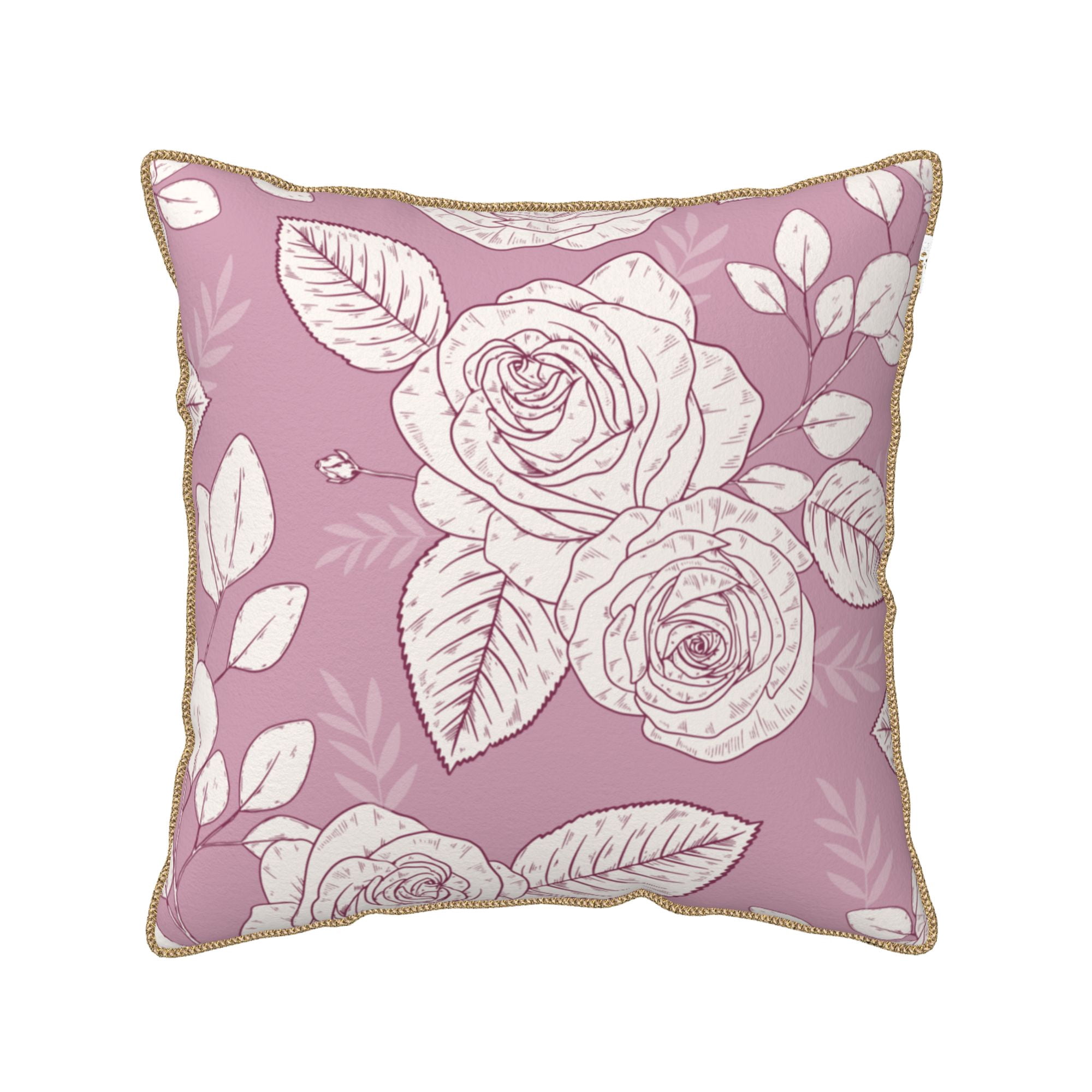 ZNDUO Hand Painted White Roses Pattern Throw Pillows for Couch-Indoor ...