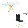 Sumdeal 63" Glass Dining Table Set for 6,Gold Base Dining Room Table ...