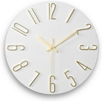 QUSENLON 12 Inch Glass Wall Clock Art Hanging Clocks Silent Non-Ticking ...