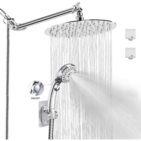 Rainfall Shower Head Kit with Hose, Luxurious Stainless Steel 8'' Rain ...