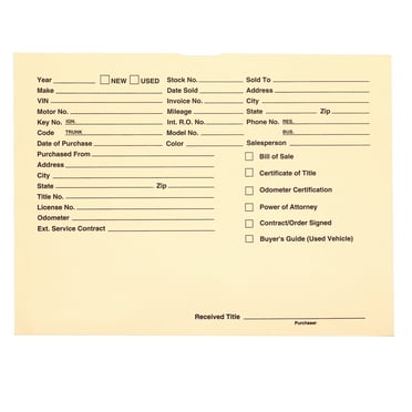 Vehicle Deal Ticket - Green - 9 1/2"H x 11 3/4"W - Pack of 100 ...