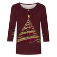 Lolmot Christmas Shirts for Women Shinny Print Xmas Tree Shirts 3/4 ...