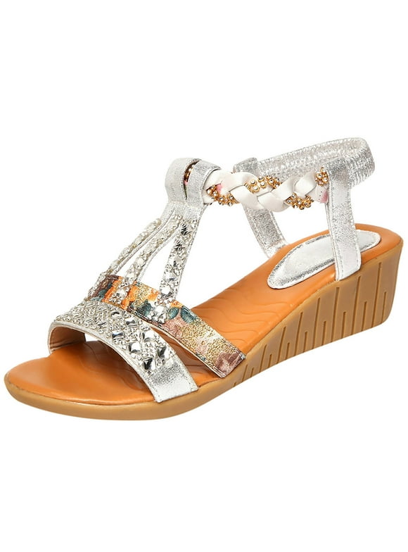 Silver Wedge Sandals