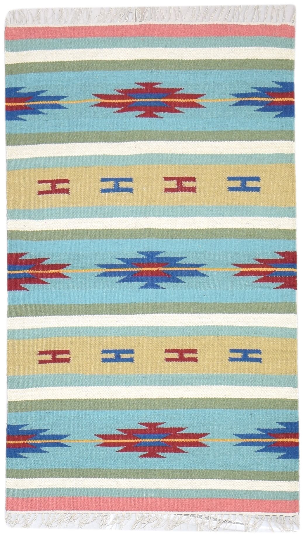 3' X 5' Rug Wool Blue Persian Dhurrie Oriental Tribal Small Carpet ...