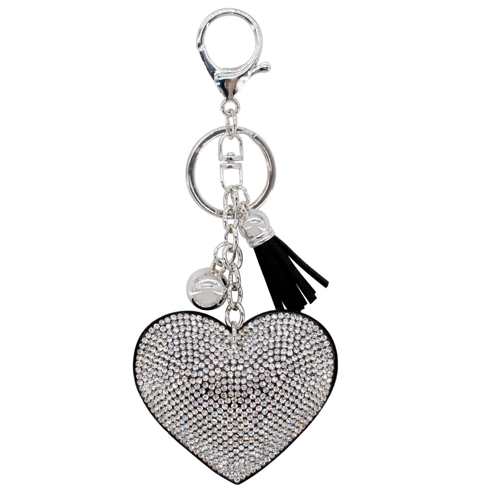 BEGOOD Heart Rhinestone Keychain Tassel Crystal Keyring Car Pendant ...