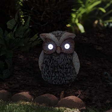Alpine Corporation 13-Inch Plastic Solar Powered Owl Outdoor Statue ...