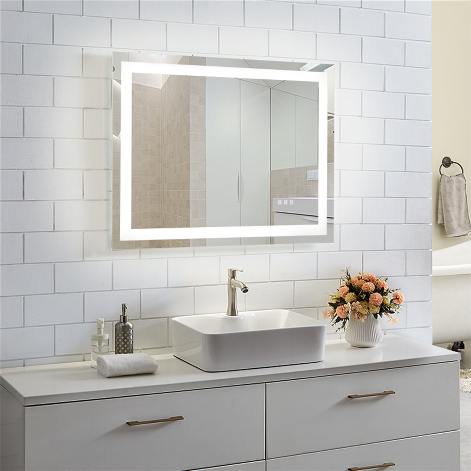 Naomi Home Fiji Modern LED Mirror-Size:47 x 35" - Walmart.com