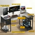 GTRACING Gaming Desk with Drawers, Carbon Fiber Style L Shaped Computer ...