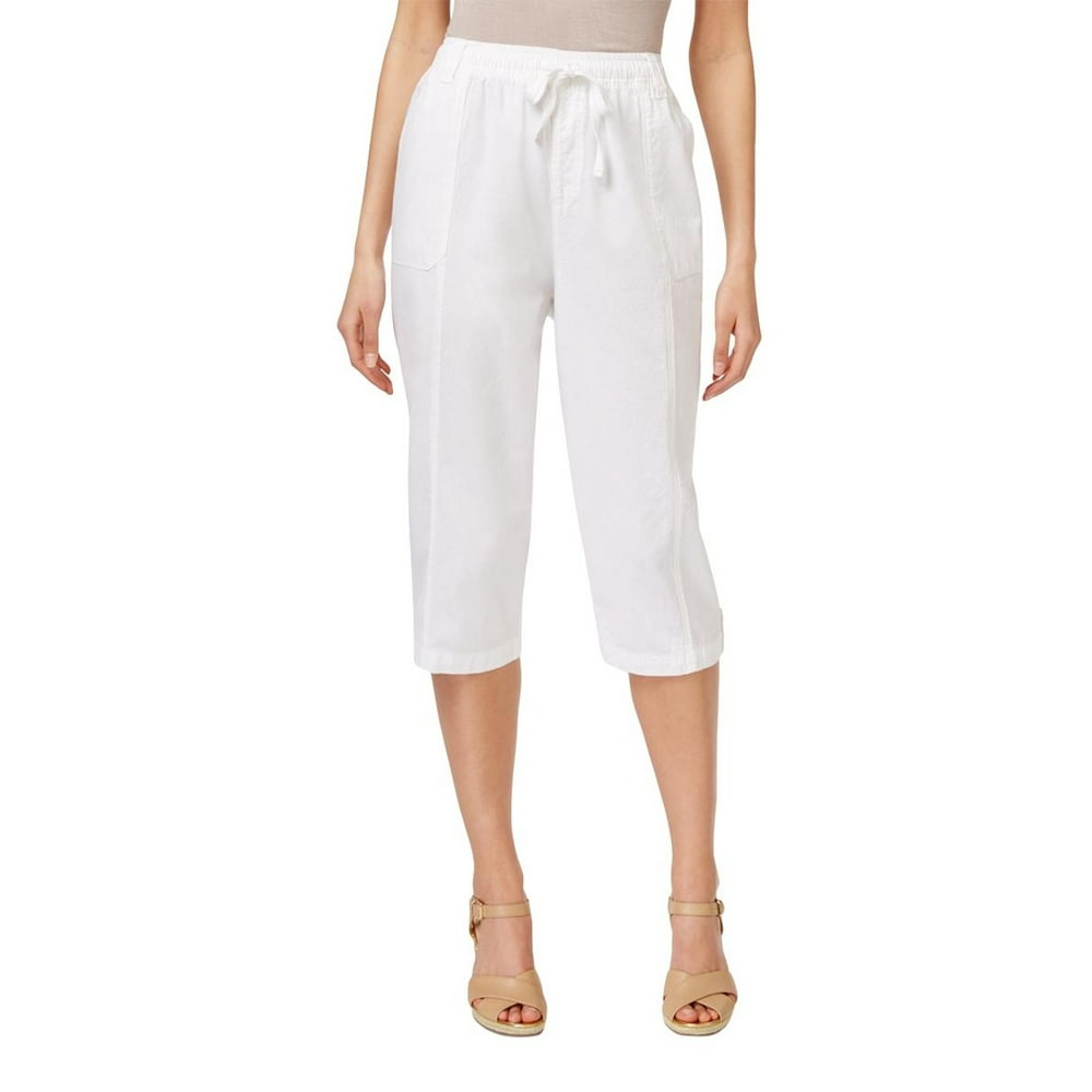 Karen Scott Karen Scott Womens Comfort Waist Drawstring Capri Pants