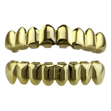 Hip Hop Rapper 18K Gold Plated Top Mouth Tooth Custom Teeth Grills 2Set ...