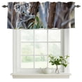 Animals Cute Koala 2 Panels Kitchen Valance, Brown Tree Green Leaf ...