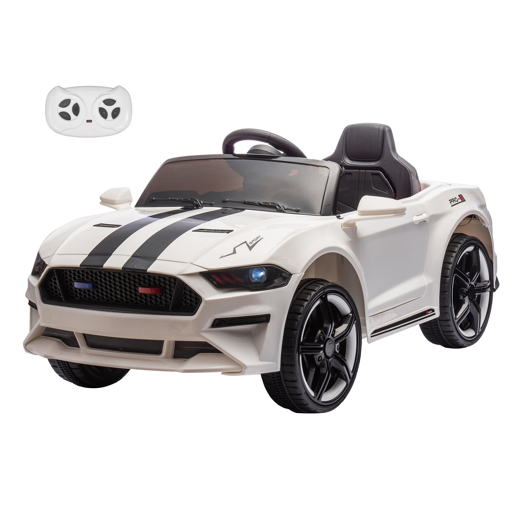 Carro Eléctrico Montable Para Niño Aeiou Mustang Con Control Blanco ...