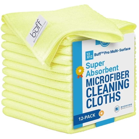 12" x 12" Buff? Pro Multi-Surface Microfiber Cleaning Cloths | Yellow ...