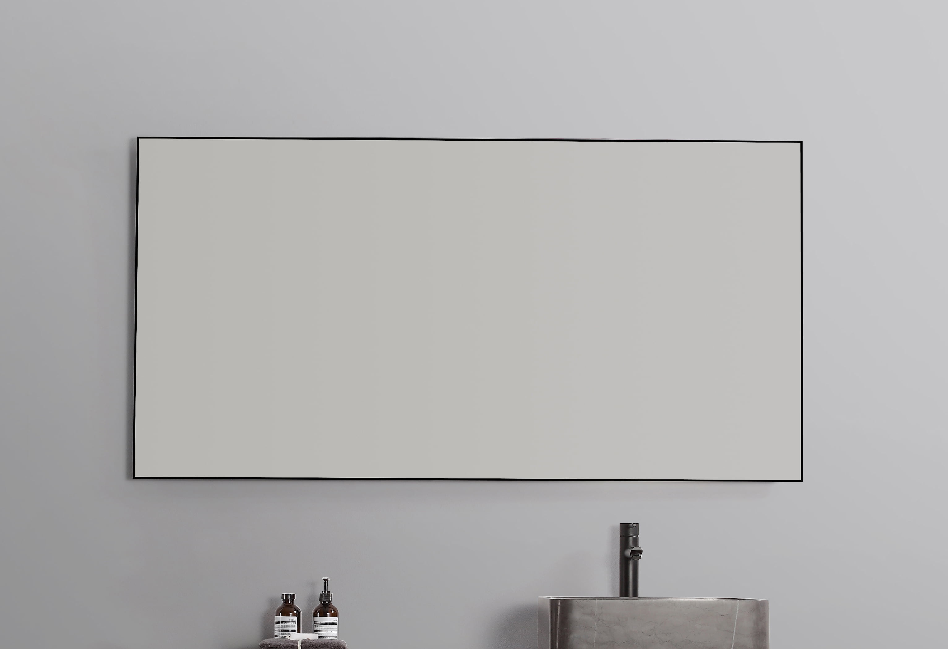 Bathroom Mirror Ocala 60" Matte Black Modern Style - Walmart.com