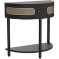 Modern Rattan Half Moon Console Table with Storage Two Doors Brass ...
