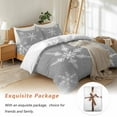 Christmas Snowflake Duvet Cover Set King Size, Grey Winter Classic Texture 4 Piece Soft ...