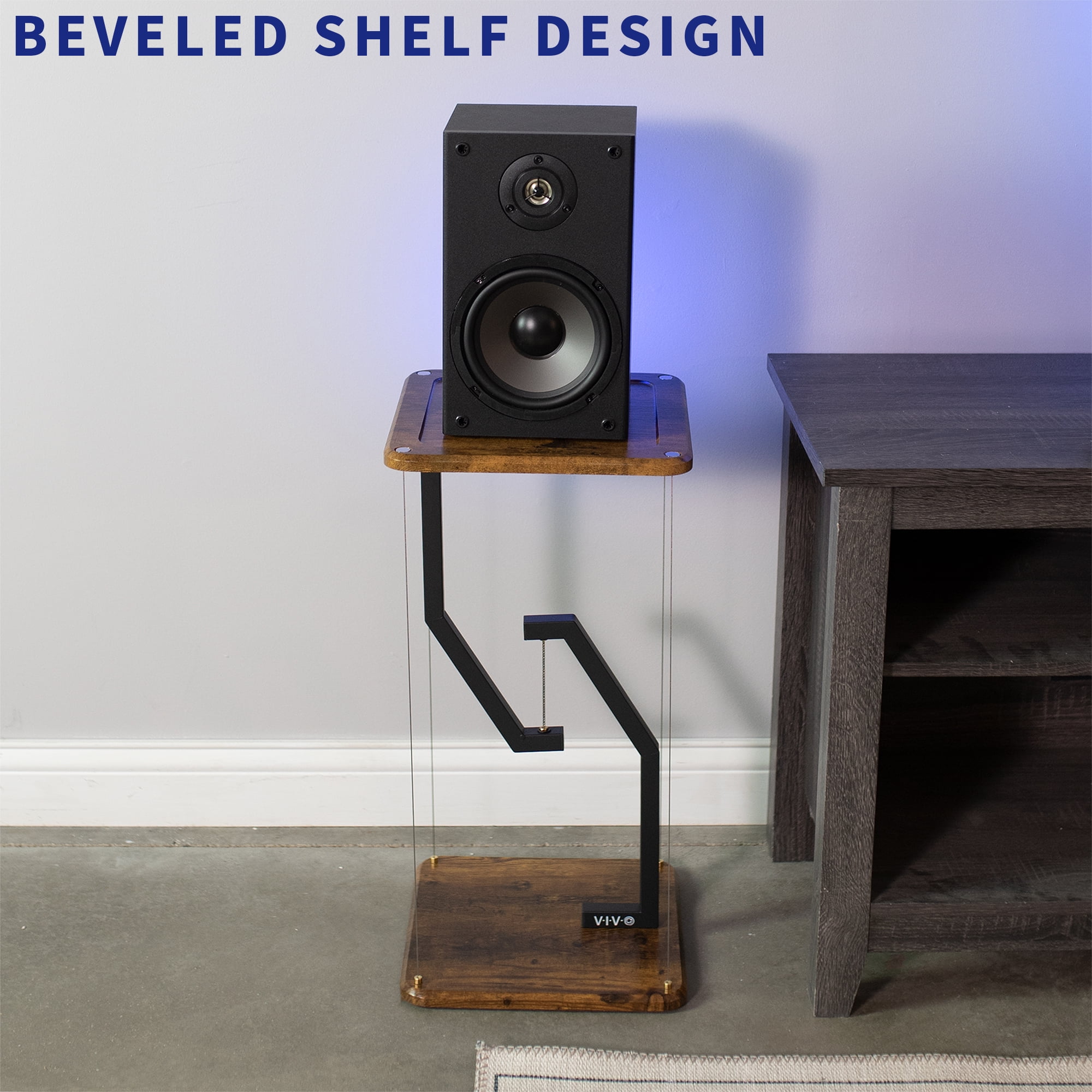 Buy VIVO Vintage Brown / Black Tensegrity Speaker Floor Stand, Floating ...