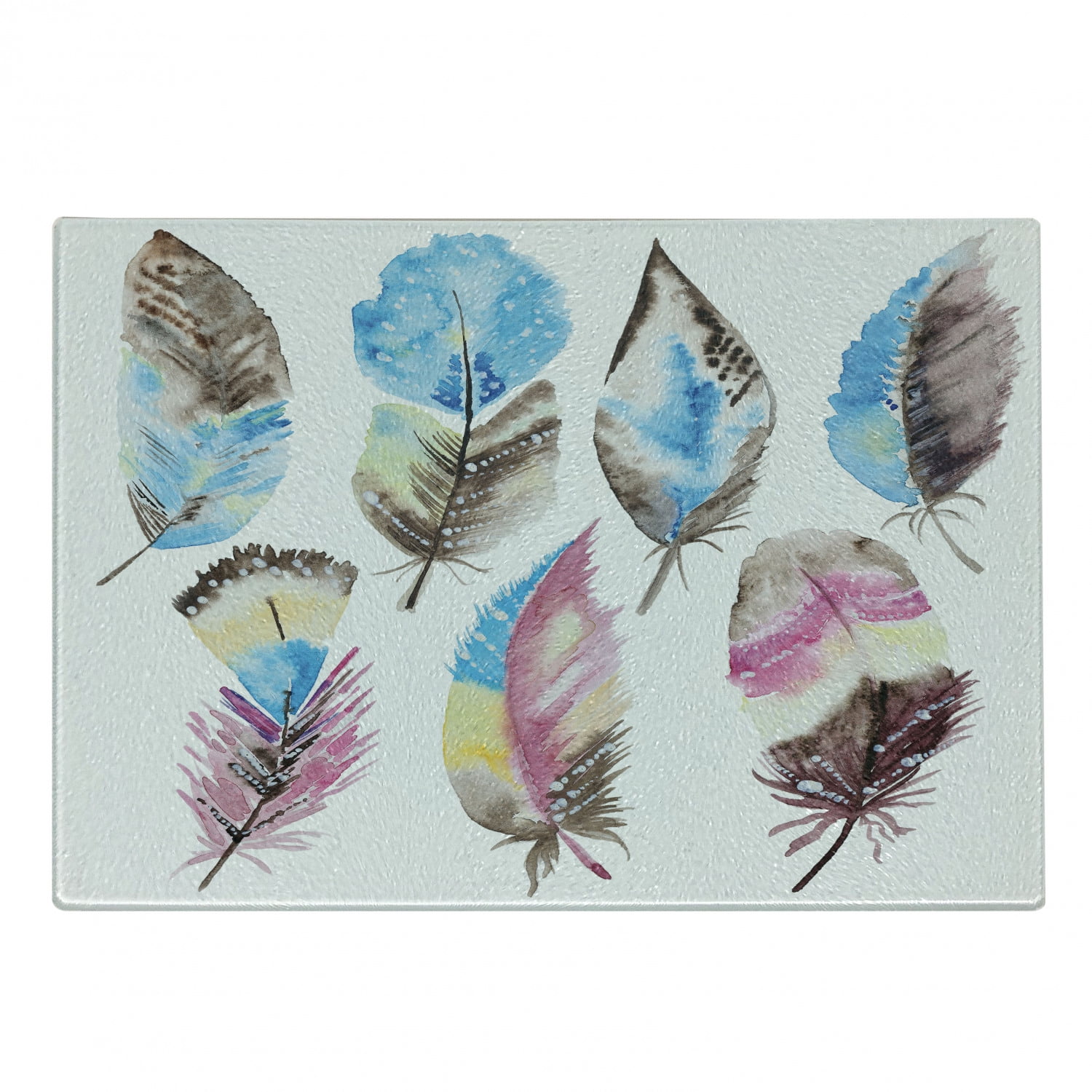 Feather Cutting Board, Abstract Feathers with Display Watercolor Style ...