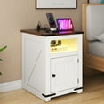 DazzAura End Table with Charging Station, 20" Nightstand with Groove ...