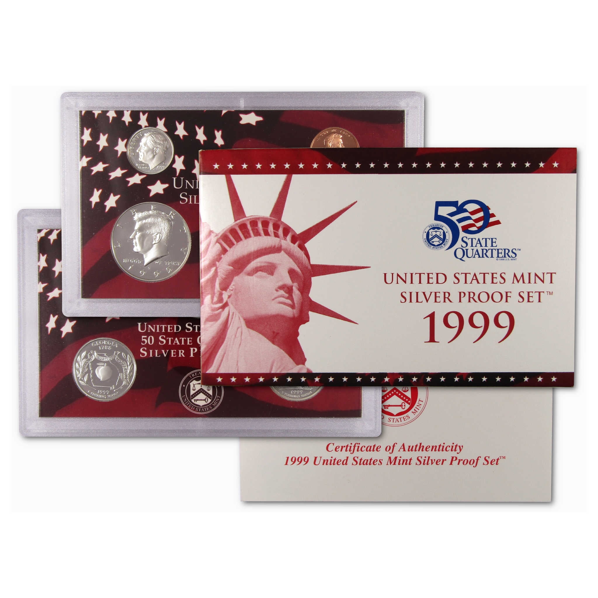 1999 Silver Proof Set U.S. Mint Original Government Packaging OGP COA ...