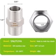 BDKWID-4PCS Hex Nipple 1/2" Male x 1/2" Male Pipe Fittings, 304 ...