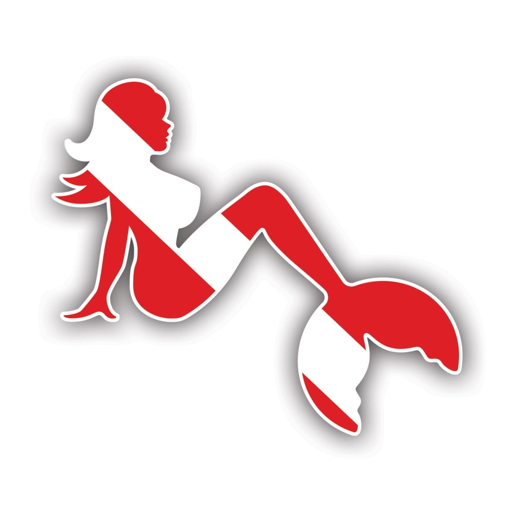 Mermaid Scuba Flag Sticker Decal - Self Adhesive Vinyl - Weatherproof - Made in USA - mermaids ...