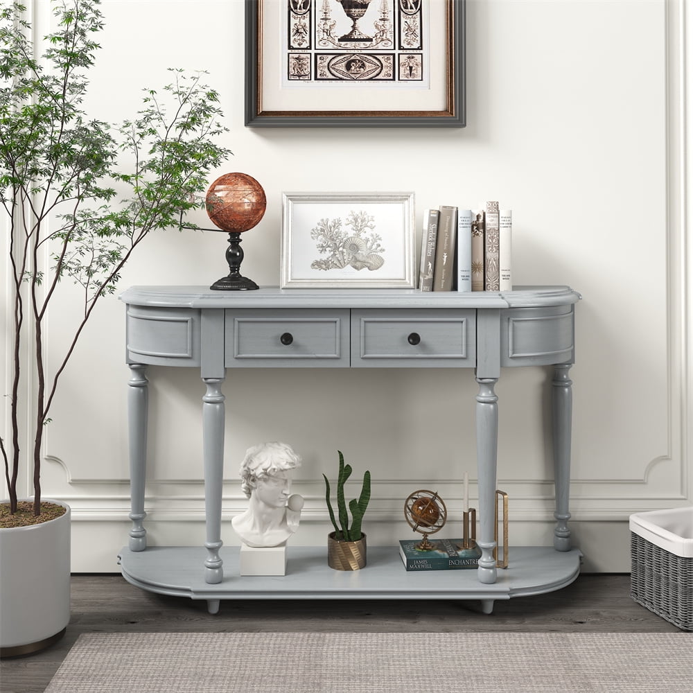 Retro Circular Curved Console Table, Beautiful Entryway Table Sideboard ...