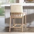 Solid Ash Wood Counter Stool with Faux Fur Upholstery, 25.5 Inch Height ...