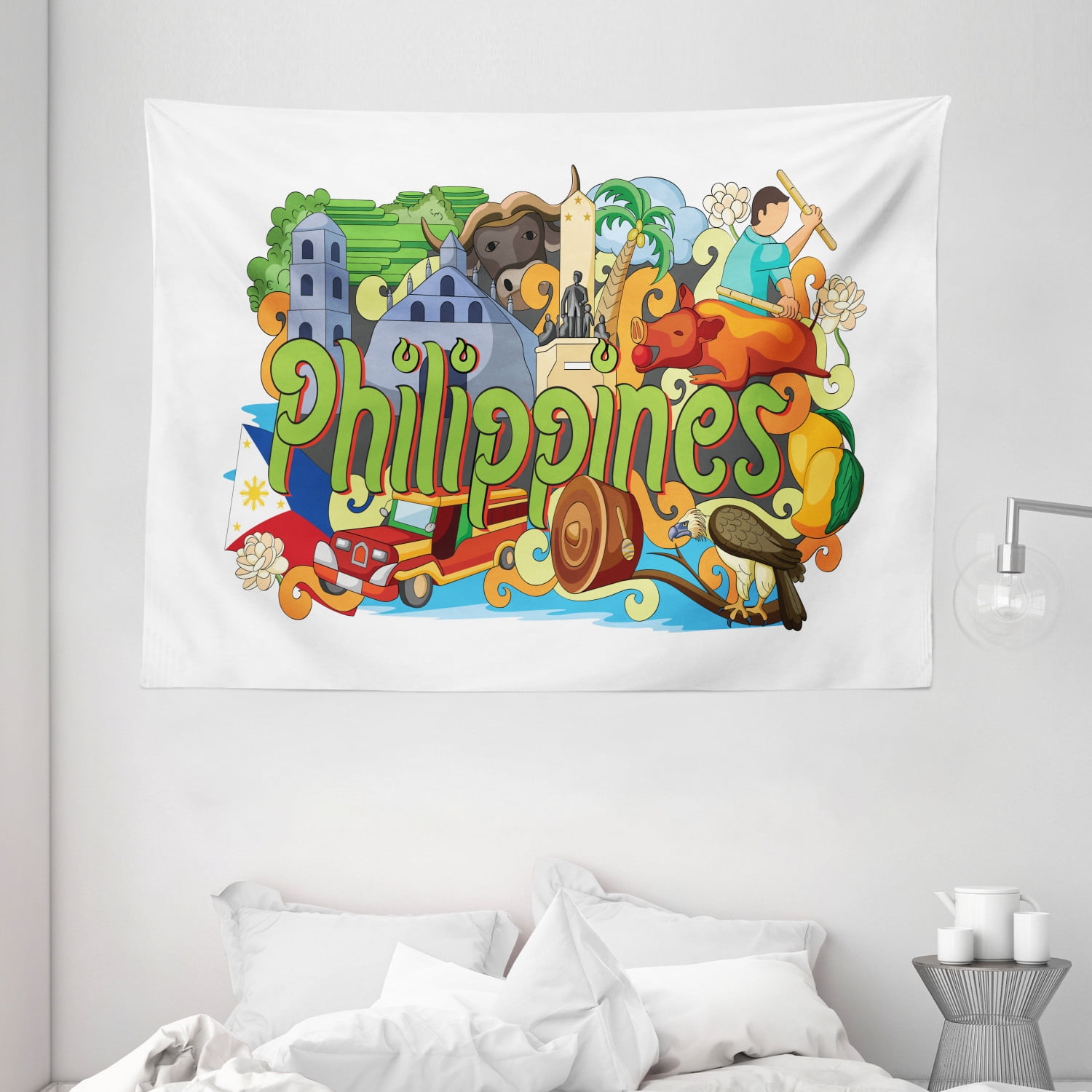 Phillipine Tapestry, Colorful Illustration of Doodle Showing ...