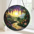 Blooming Wisteria with Garden Path Stained Glass Window Hanging ...