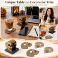 4 inch Wooden Skull Shaped Coaster, Halloween Tabletop Placemat Drink ...