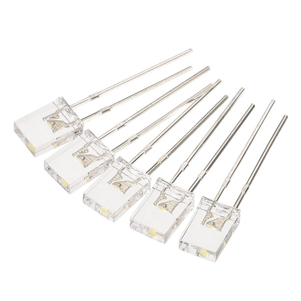 Uxcell 2x5x7mm Rectangular Bright Clear Light LED Lamp Bulb White 200 ...