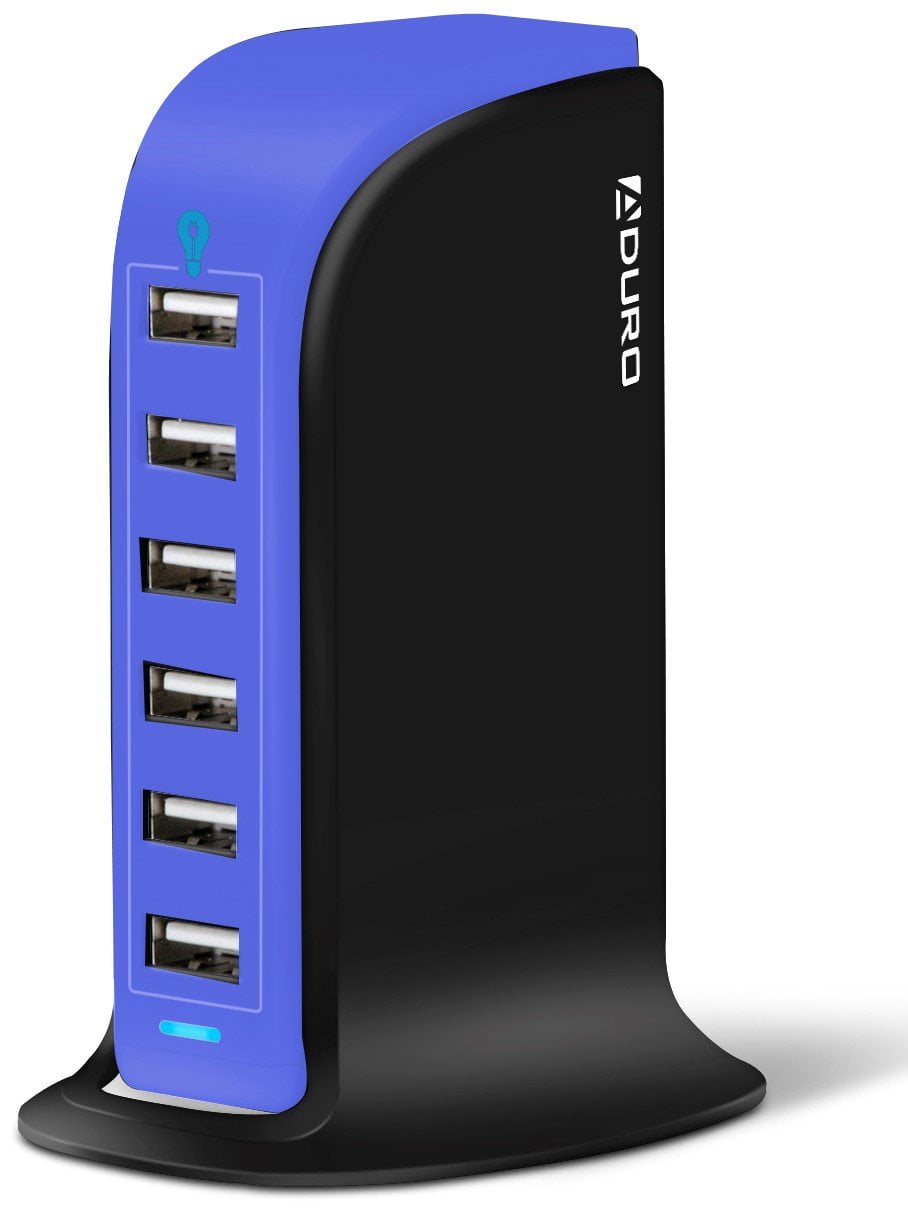 Aduro 40W 6-Port USB Desktop Charging Station Hub Wall Charger for ...