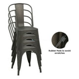 COMHOMA Metal Dining Chair Industrial Modern Iron Stackable Bistro ...
