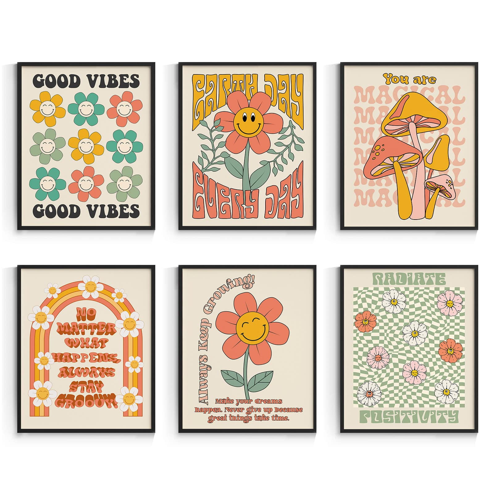 Smile Preppy Wall Art Posters, Retro Wall Decor Aesthetic, 70s Vintage ...