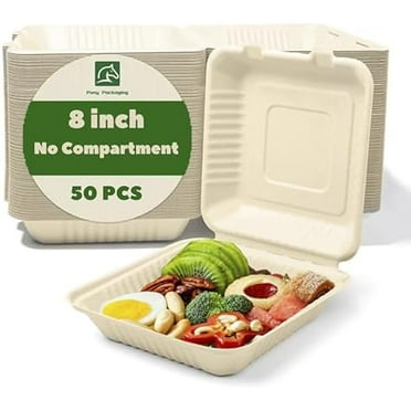 350 Count - Biodegradable 9x9 Take Out Food Containers with Clamshell ...