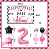 Pink Two Fast Curious Backdrop Decoration Birthday Banner Growing Up ...