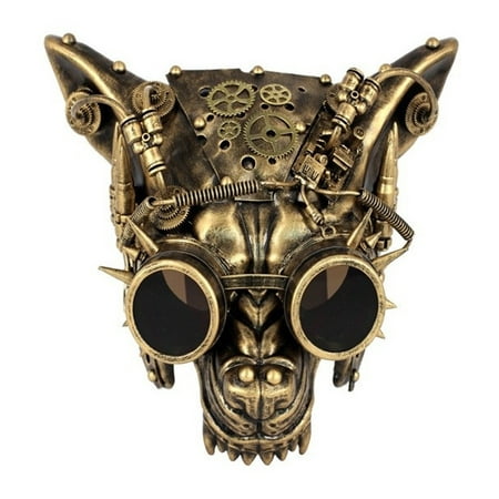 Gold Steampunk Wolf Half Mask Adult Animal Angry Dog Venetian Costume ...