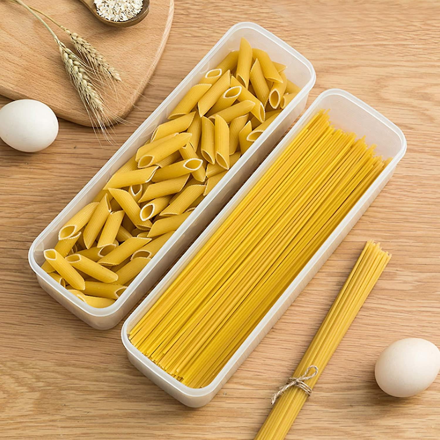 2 piezas Caja de almacenamiento de alimentos de espaguetis de cocina - Recipiente de fideos con ...