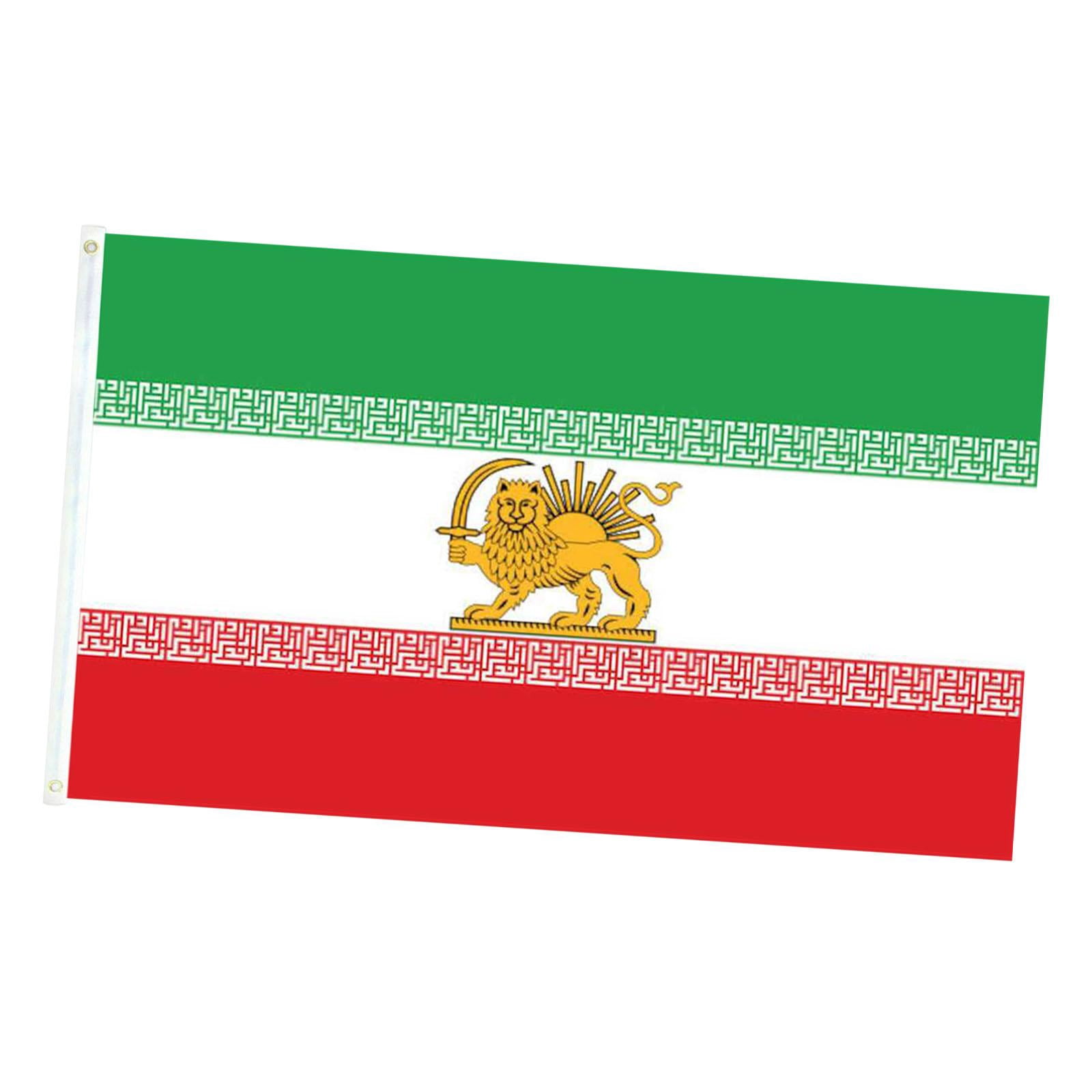 Bandera iraní con emblema del león persa, bandera de la dinastía ...