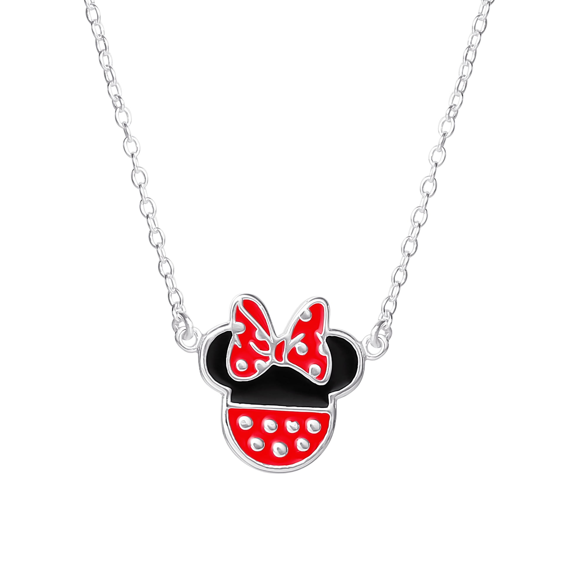 Disney Minnie Mouse Women's Silver Plated Pendant Necklace, 18 ...