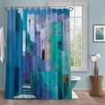 Abstracts Painting Buildings Shower Curtain for Bathroom, Blue Green ...