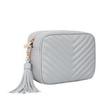 Daisy Rose Quilted Cross body bag with tassle - PU Vegan Leather - Grey ...