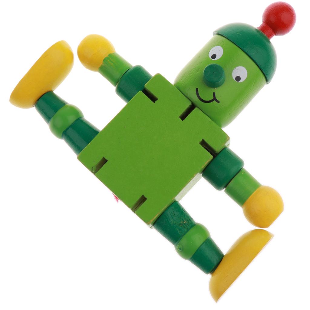 Wooden Puppet Robots Doll Model Kids Developmental Game Decor Green ...