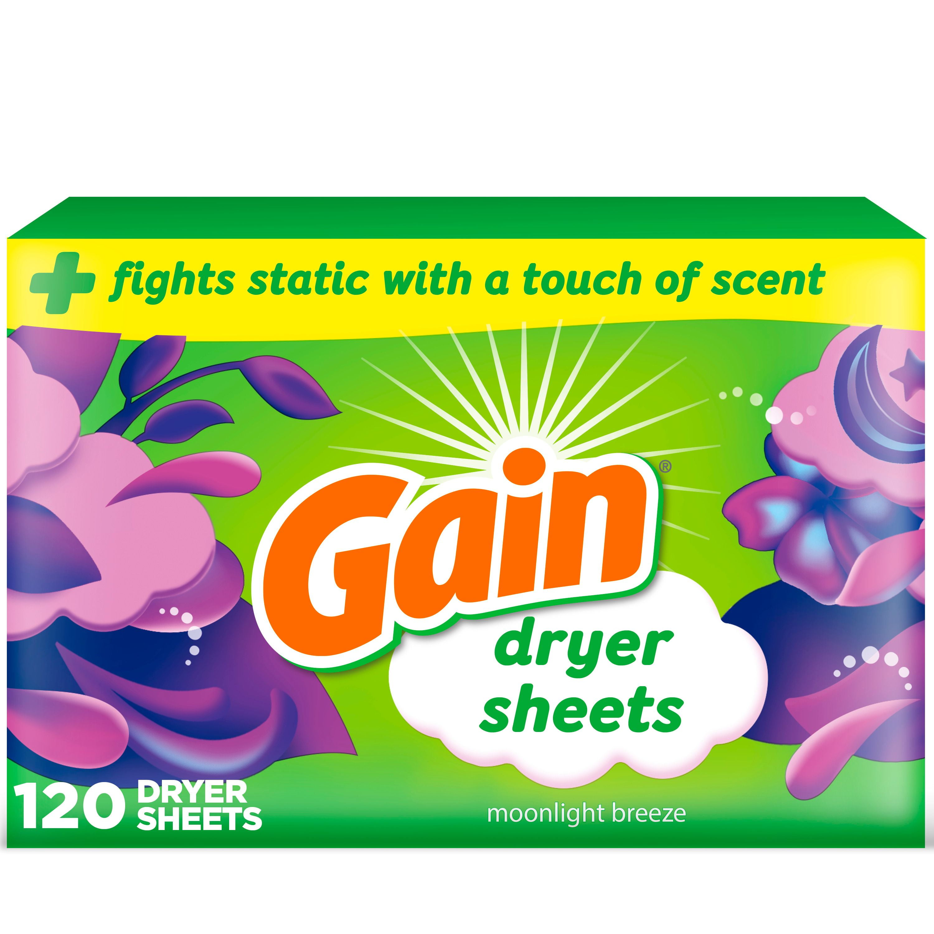 Gain dryer sheets, Moonlight Breeze Scent, Fights static with a touch ...